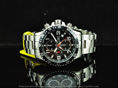 Invicta 14875 Men’s 45mm Pilot Tachymeter Chrono Black Dial SS Bracelet ...
