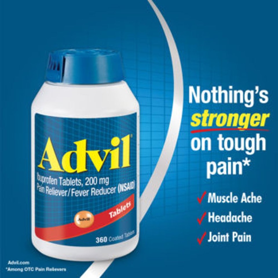Advil Ibuprofen 200mg 360 Tablets Pain Reliever/Fever Reducer ...