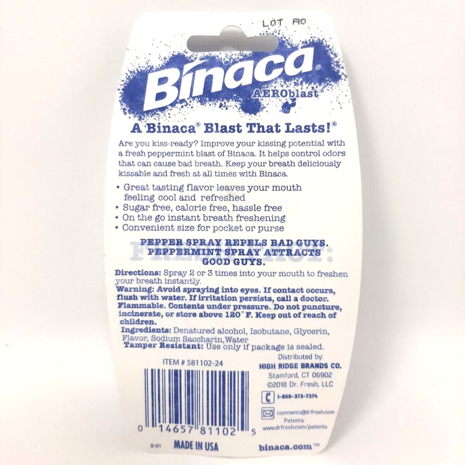 Binaca AEROblast Peppermint Breath Freshener Spray Sugar-Free 0.214 oz ...