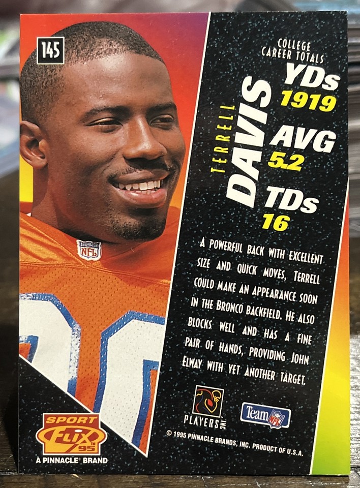 TERRELL DAVIS 1995 Pinnacle Sportflix Rookie Card Holo RC NM/MT | eBay