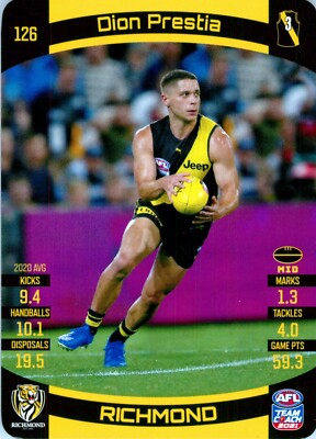 2020 RICHMOND TIGERS AFL Premiers Card DION PRESTIA Teamcoach | eBay ...