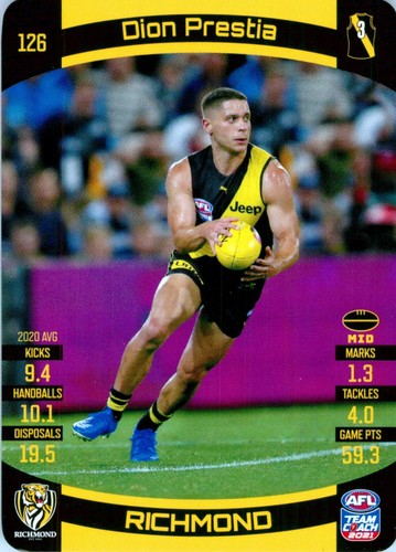 2020 RICHMOND TIGERS AFL Premiers Card DION PRESTIA Teamcoach | eBay