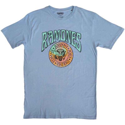 Ramones Crest Psych T-Shirt Blue New | eBay