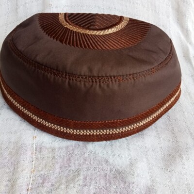 Brown Prayer Cap 57 C.m. Pleated Hat Heavy Prayer Cap Fancy Designer | eBay