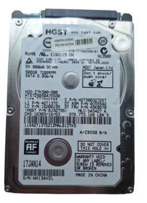HGST 500GB Laptop Hard Drive HDD 2.5" SATA 6Gb/s 8MB Cache ...