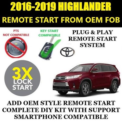 Plug & Play Remote Start 2017-2019 TOYOTA HIGHLANDER Key Start | eBay