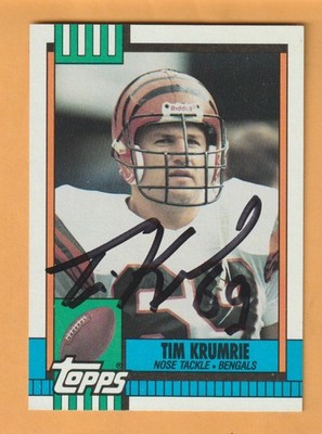 Tim Krumrie Cincinnati Bengals AUTO Signed 1990 Topps Wisconsin Badgers ...
