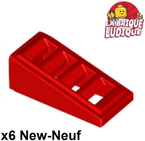 LEGO - 6x Slope Brick Gradient Angled 18° 2x1x2/3 Grill Red/red 61409 ...