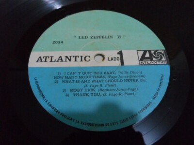 Led Zeppelin II 1969 Rare Label and Cove Atlantic Green / Blue 1st ...