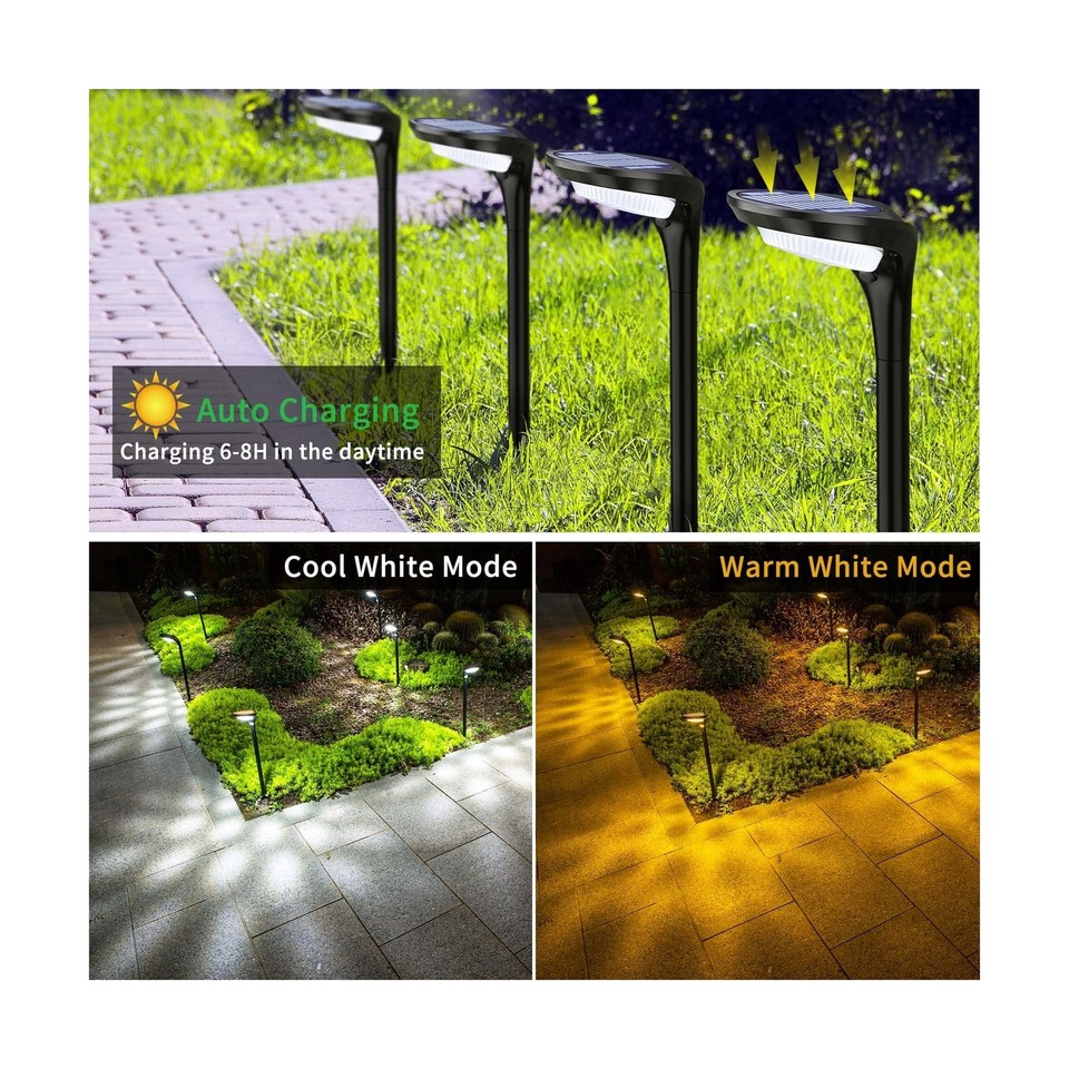 JSOT Solar Garden Lights, 150 Lumen Bright Solar Pathway Lights, Solar ...