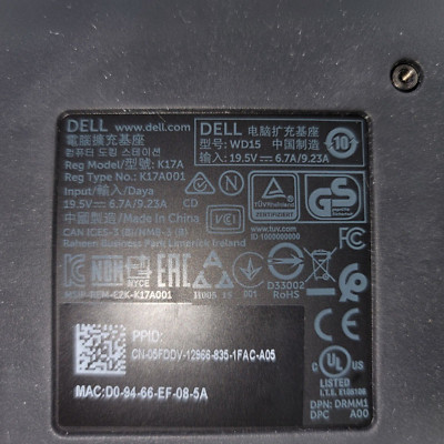 Dell 5FDDV K17A Thunderbolt USB-C 4K Laptop Docking Station No AC ...