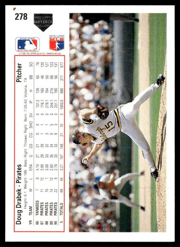 1991 Upper Deck Doug Drabek Pittsburgh Pirates #278 | eBay