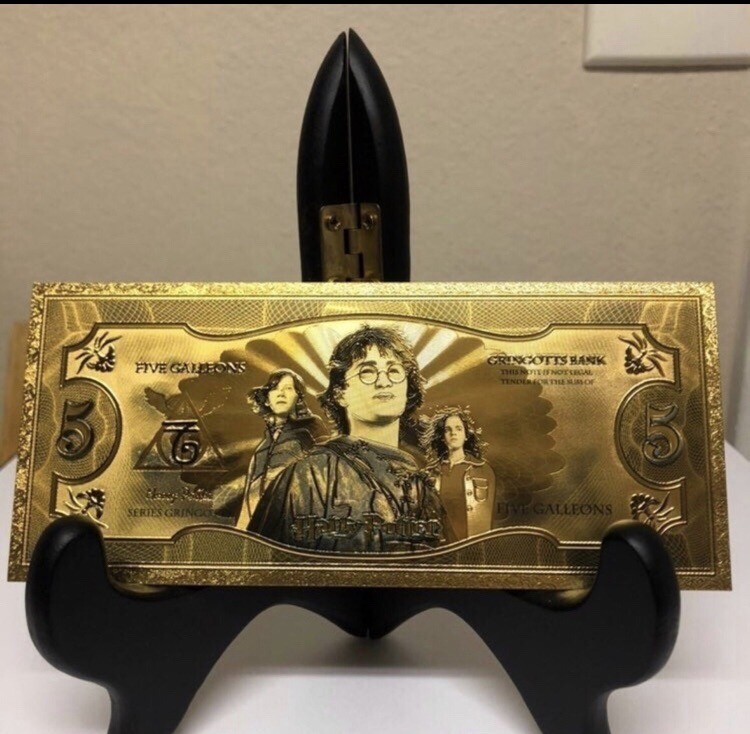 24k Gold Foil Plated Hermione Granger Banknote Harry Potter Collectible ...