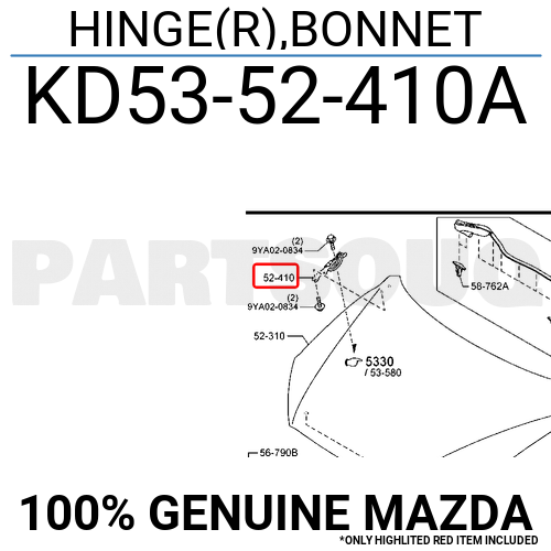 KD5352410A Genuine Mazda HINGE(R),BONNET KD53-52-410A | eBay