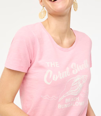 New J Crew Factory collector tee pink seashell shells graphic t-shirt ...