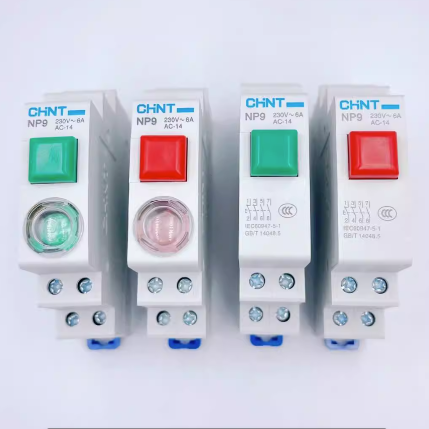 Din Rail Mounting Momentary Push Button Switch with light 2NO2NC 2NO1NC ...