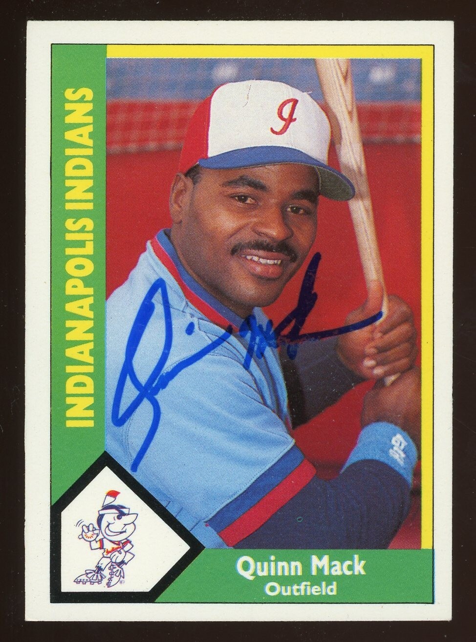 1990 Indianapolis Indians QUINN MACK Signed Card autograph AUTO EXPOS ...
