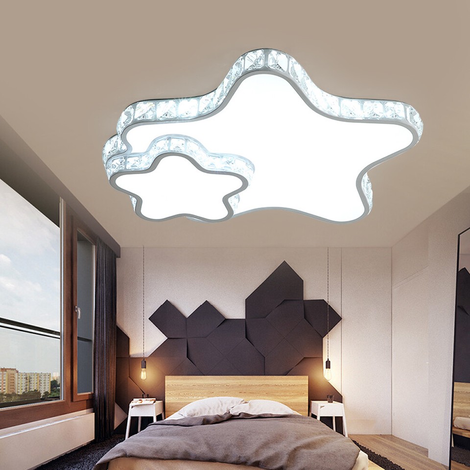 Crystal Modern Star Shape Ceiling Light LED Kids Bedroom Ceiling Lamp ...