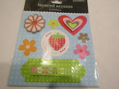Layered *Colorbok* Accents Stickers Sweet Flowers, Strawberry, Heart 8 ...