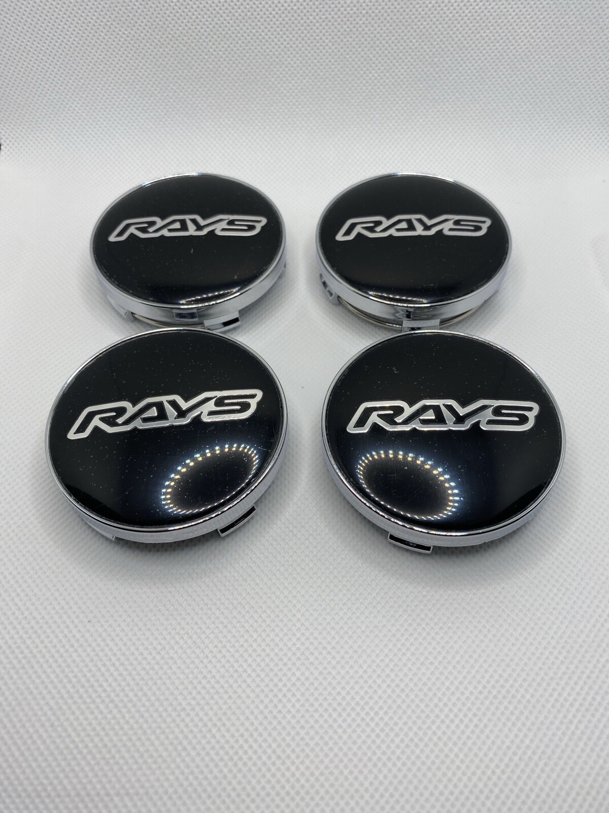 RAYS Black & Silver Wheel Center Caps Silver 60mm Emblem 4pc JDM Cap ...