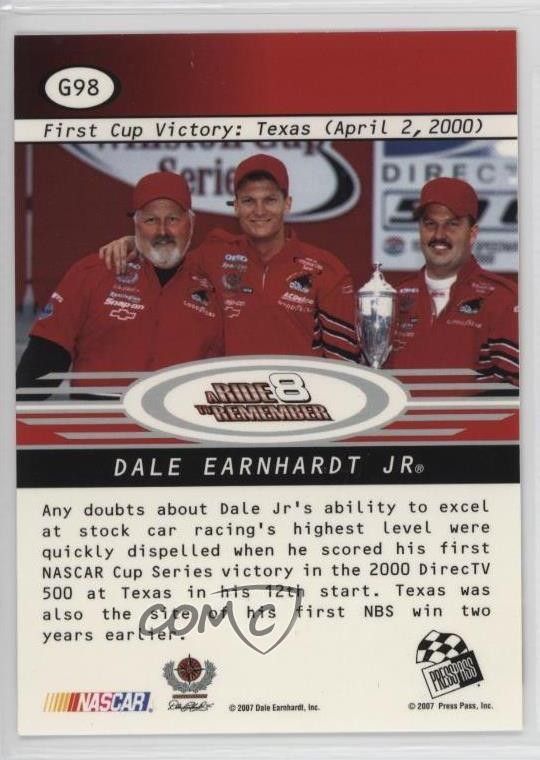 2008 Press Pass A Ride to Remember Gold Dale Earnhardt Jr #G98 HOF | eBay