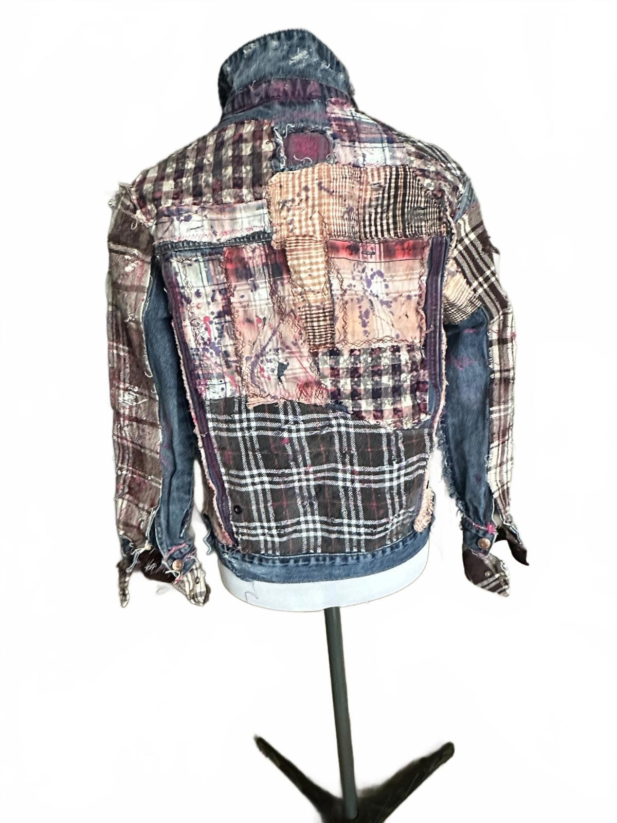 One of a Kind Patchwork Denim Jacket | Upcycled Artwear | Grunge Punk ...