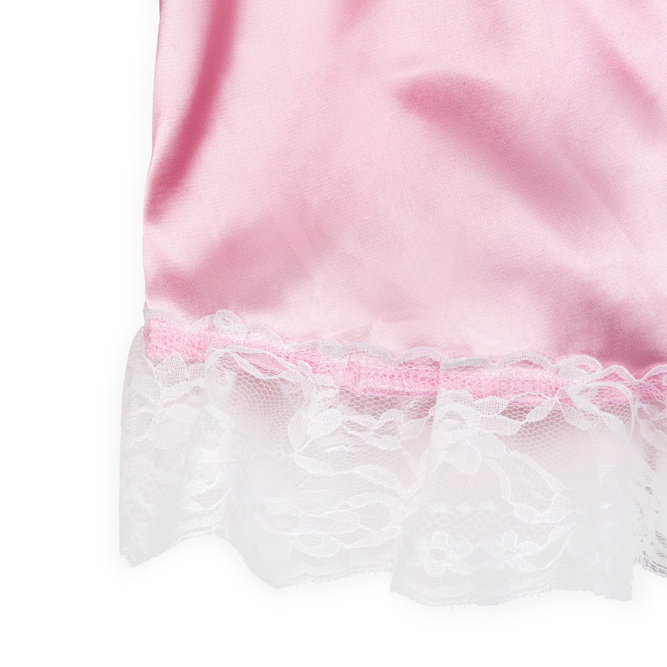 Satini Lingerie Satin Sissy Babydoll Ruffles Frilly Lace Slip Nightwear ...