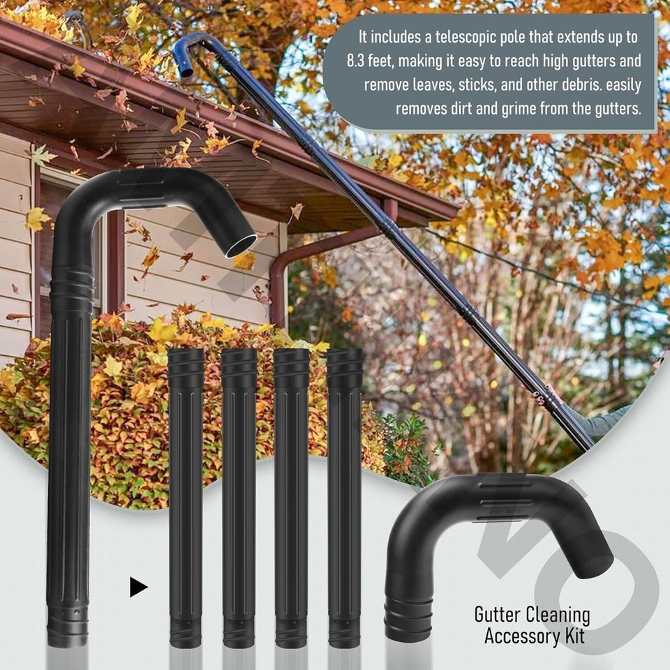 Gutter Cleaning Kit Leaf Blower Nozzle Extension Attachment Black ...