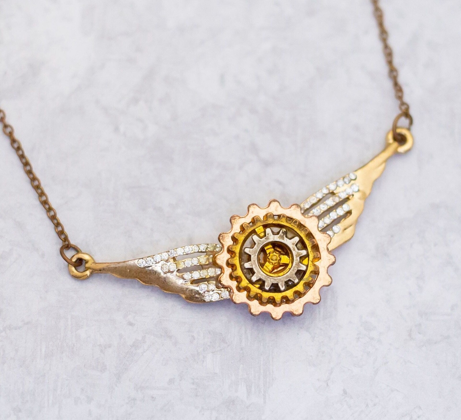 20 inch, Vintage Time Machine Angel Wings Rhinestone … - Gem