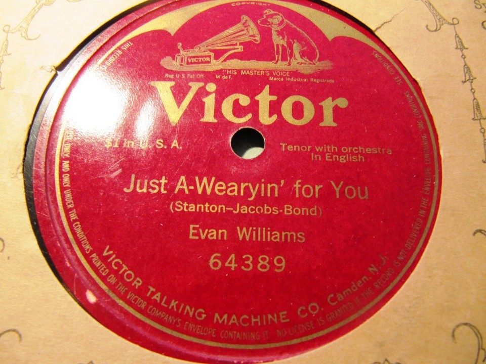 1913 US Tenor EVAN WILLIAMS Tk4 Stanton Jacobs-Bond JUST A WEARYIN FOR ...