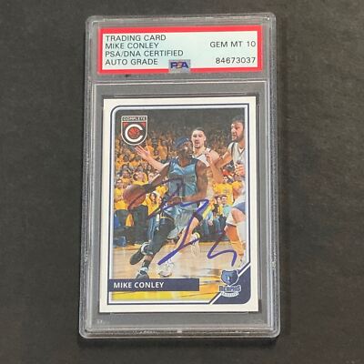 2015-16 NBA Panini Complete #180 Mike Conley signed Card Auto 10 PSA ...
