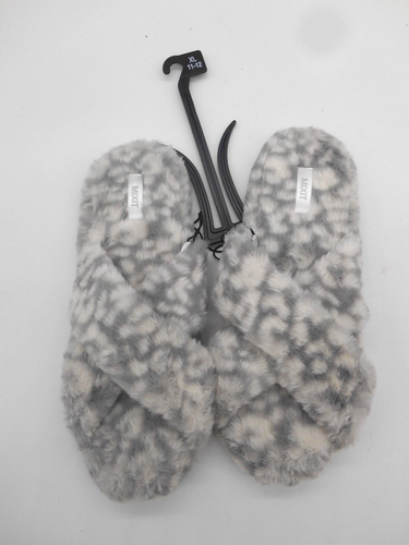 MIXIT Abstract Leopard Crisscross Slide Plush Slippers Women's Size (11 ...