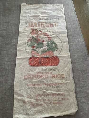 VINTAGE Daikoku 80 Pound Linen Cotton Cloth Rice Bag / Sack - Oriental ...