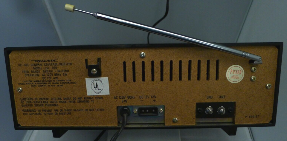 Realistic DX-100 Short Wave Radio General Coverage Receiver Model 20 ...