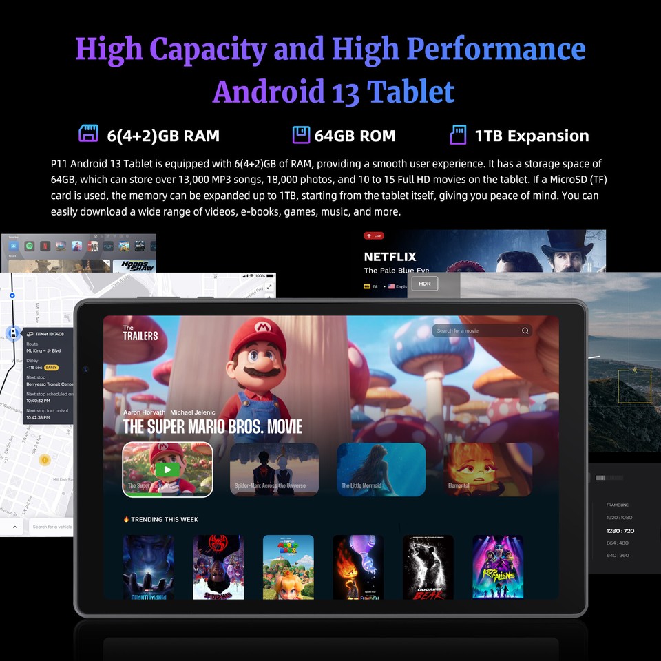 2025 Tablet Octa-Core Android 13 Tablet 6+64GB Dual Camera Bluetooth ...