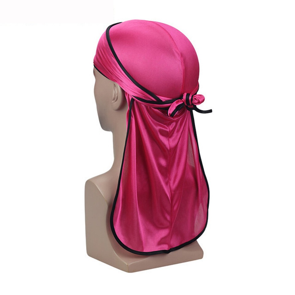 Womens Mens Silky Satin Durag Unisex Wave Cap Hat Doo Rag Biker Smooth ...