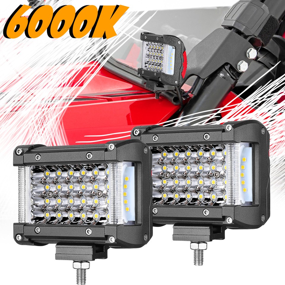 2x 4" LED Cube Work Light Bar Side Shooter Pods Driving Reverse Off ...