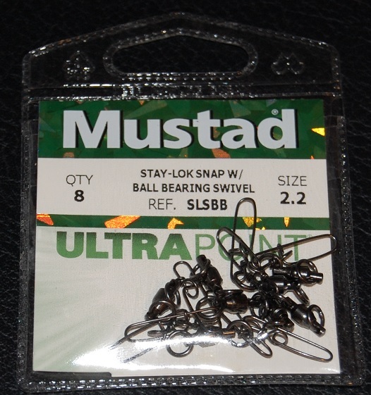 8 Pack Mustad STAY-LOCK SNAP WITH BALL BEARING SWIVEL Size 2.2 SLSBB-22 ...