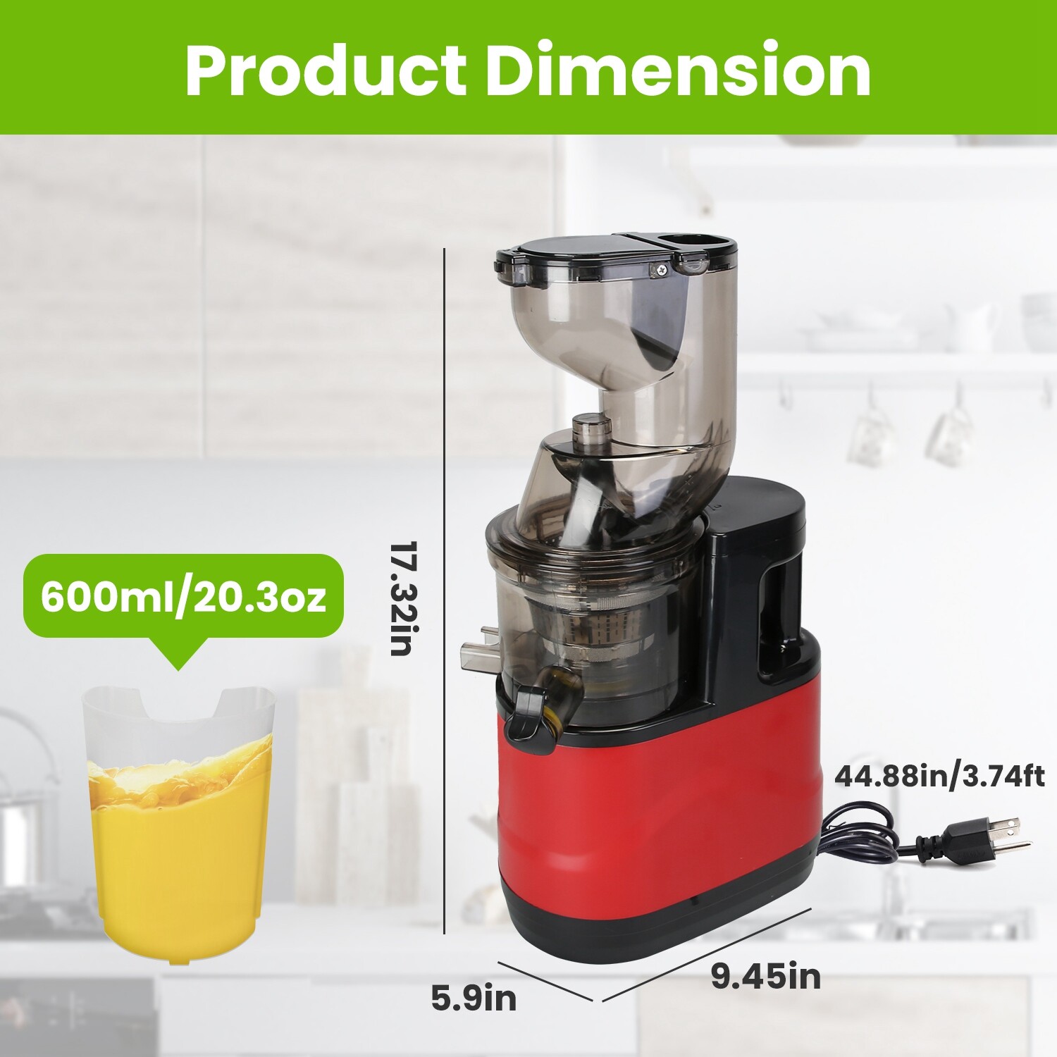300W Electric Juicer Extractor Machine Slow Masticating Fruit ...