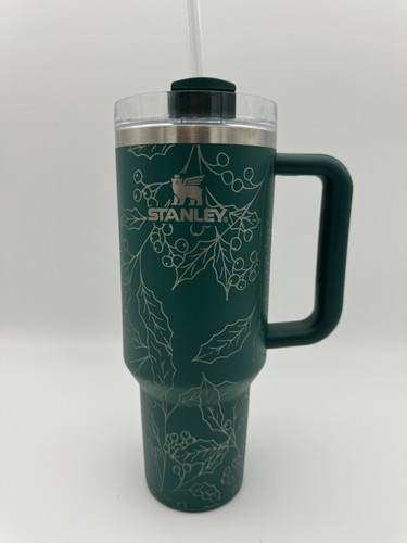 Stanley 40oz Quencher Laser Engraved with Festive Holly branches with ...
