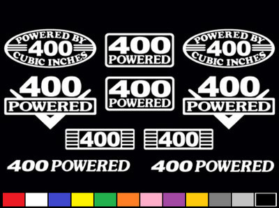 10 DECAL SET 400 CI V8 POWERED ENGINE STICKERS EMBLEMS SBC 6.6 L VINYL ...