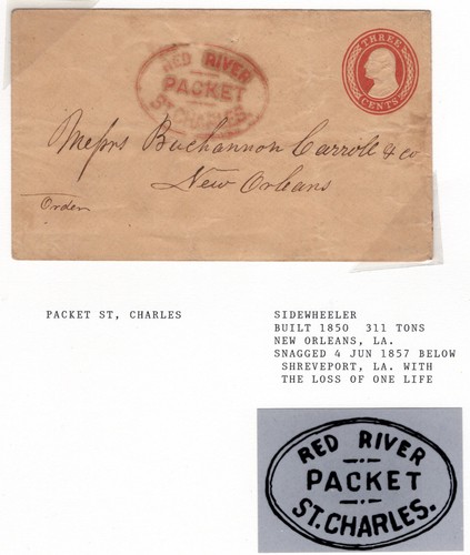 Steamboat Red River Packet St Charles to New Orleans LA on Nesbitt ...