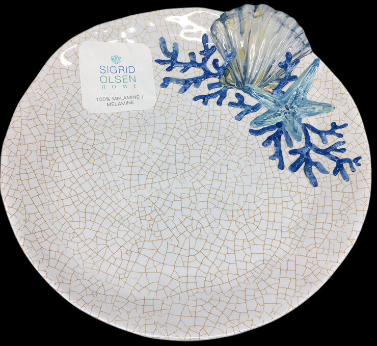 x4 Sigrid Olsen coastal Seashell Melamine Salad Plate Set Beach ...