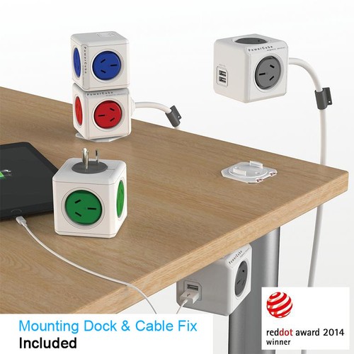Allocacoc Powercube Power Cube Board With 2 USB 4 Outlet Extended 3M ...