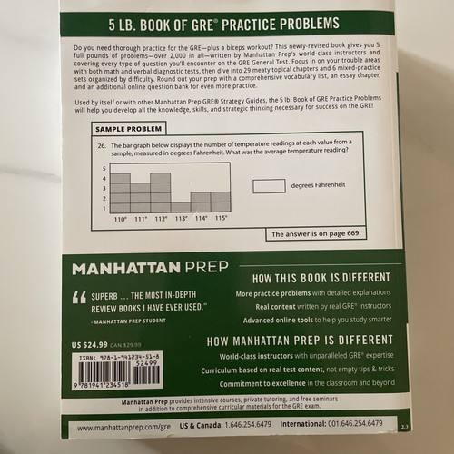 Manhattan Prep: 5 Lb. Book of GRE Practice Problems 2nd Ed **BRAND NEW ...