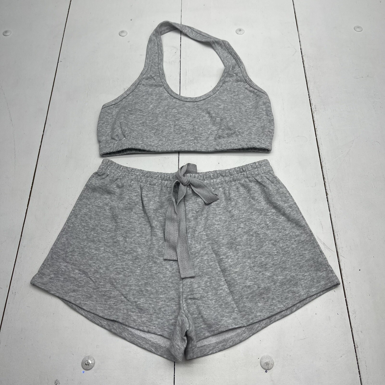Fashion Nova Bozzolo Talk It Out Grey Short Set Women’s Size Medium New ...