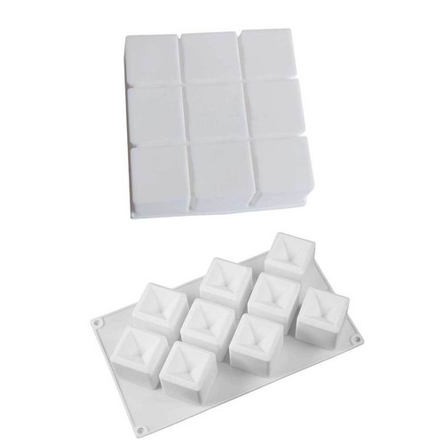 9-grid Fondant Chocolate Cake Mold Square Shaped Silicone Mould Molds ...