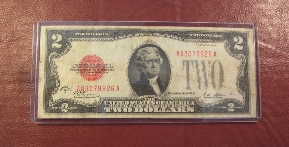 EXTREMELY RARE 1928 SERIES A $2 RED SEAL NOTE TWO DOLLAR RARE A SERIES ...