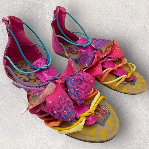 Nickelodeon Jojo Siwa Bow Rainbow Gladiator Sandals Big Kids shoes size ...