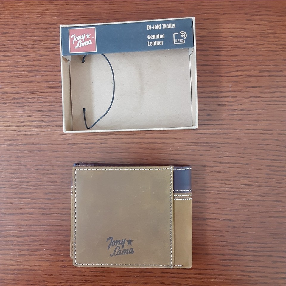 Tony Lama Men's Stitched Tan Brown Cowhide Leather Rodeo Bifold Wallet ...
